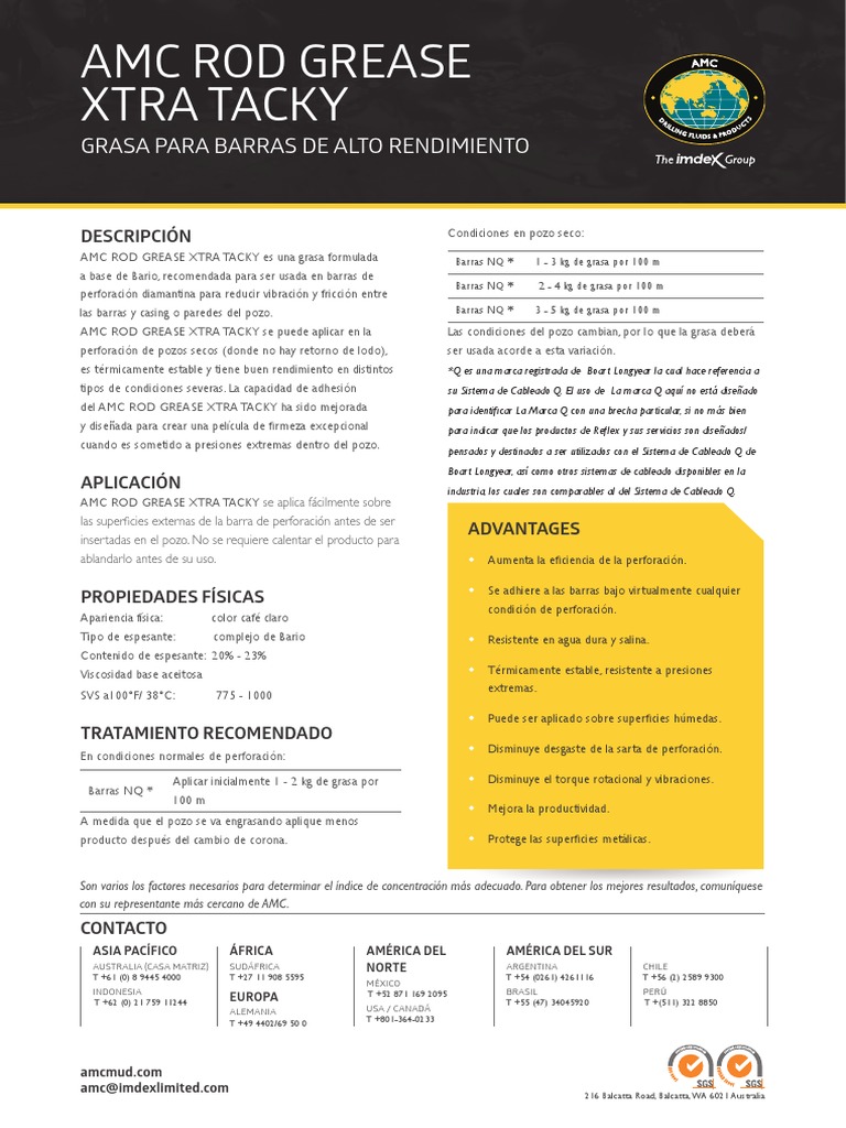 AMC ROD GREASE XTRA TACKY grasa perforación | PDF | Química | Naturaleza