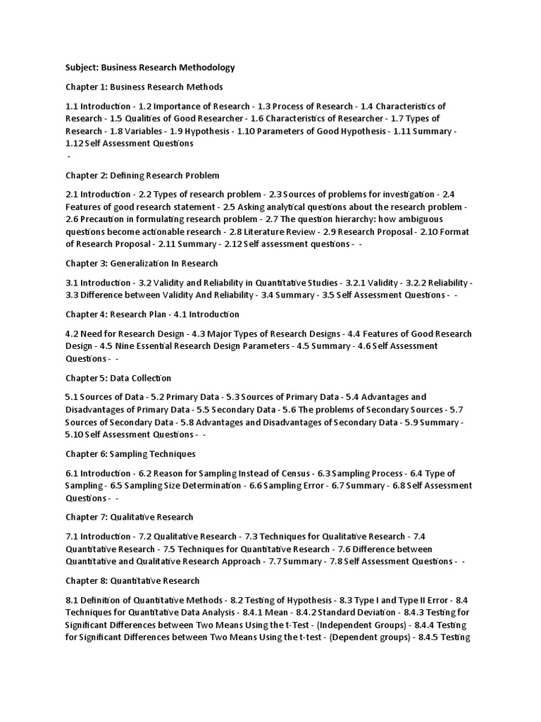 Business Research Methodology Guide | PDF | Student's T Test | Research ...