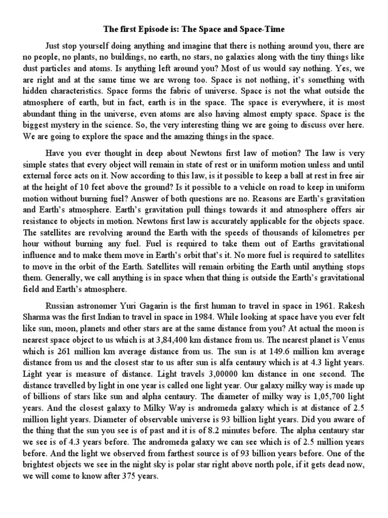 The Space and Space Time | PDF | Space | Spacetime