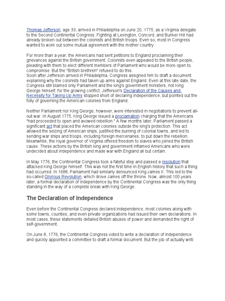 Thomas Jefferson: The Declaration of Independence | PDF | Continental ...