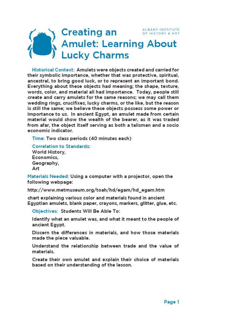 Exploring the History and Meaning of Amulets Through Creation | PDF ...