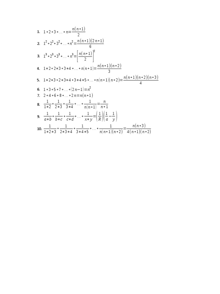 Math Series Formulas Guide | PDF | Teaching Methods & Materials