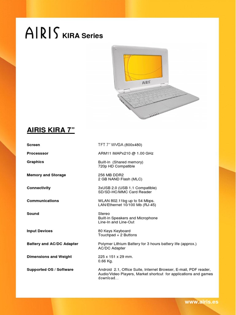 AIRIS KIRA (N7000) (EN) - Technical Specs | PDF
