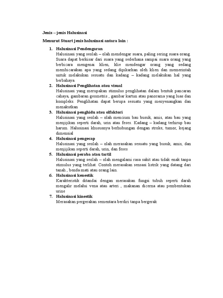 Jenis Jenis Halusinasi | PDF