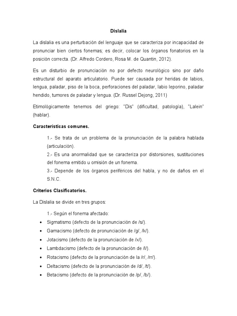 Definición de Dislalia | PDF | Especialidades Medicas | Idiomas