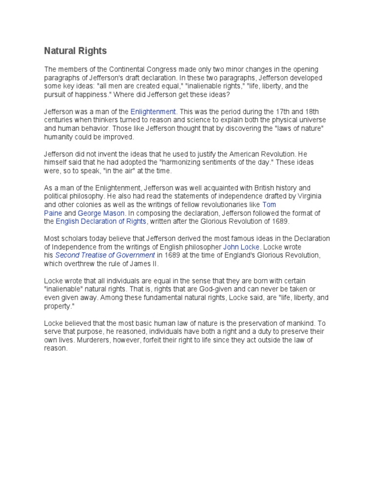 Natural Rights: Enlightenment | PDF