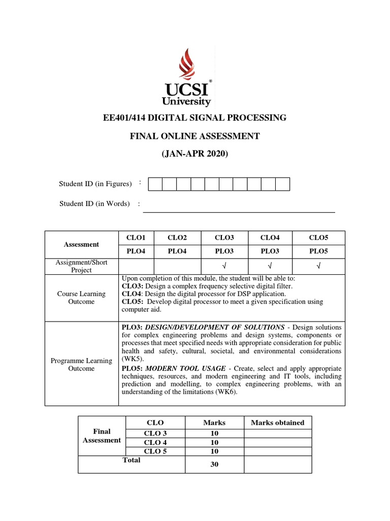 Updated DSP Assignment | PDF | Digital Signal Processing | Signal Processing