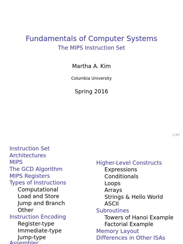 Mips Isa | PDF | Central Processing Unit | Computer Science