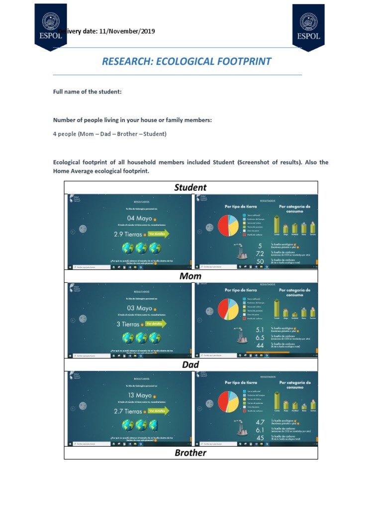 Family Ecological Footprint Analysis | PDF | Sustainable Technologies ...