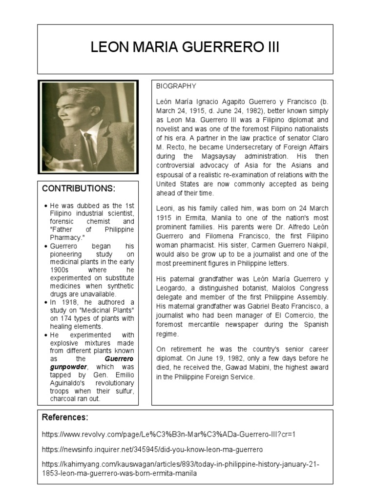Leon Maria Guerrero Iii: Contributions | PDF | Philippines