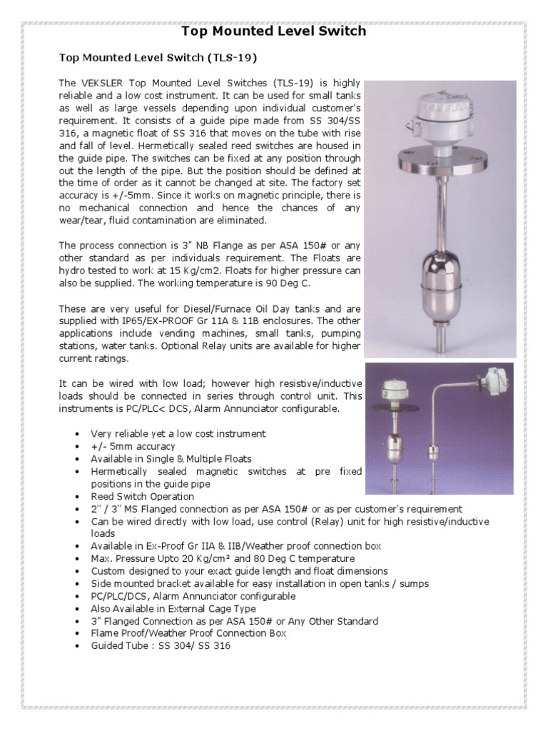 Level Switches-Catalouge | Download Free PDF | Switch | Pipe (Fluid Conveyance)