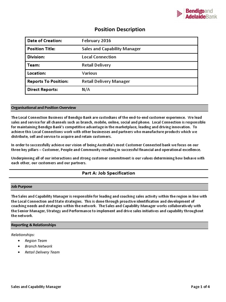 Position Description: Date of Creation: Position Title: Division: Team ...