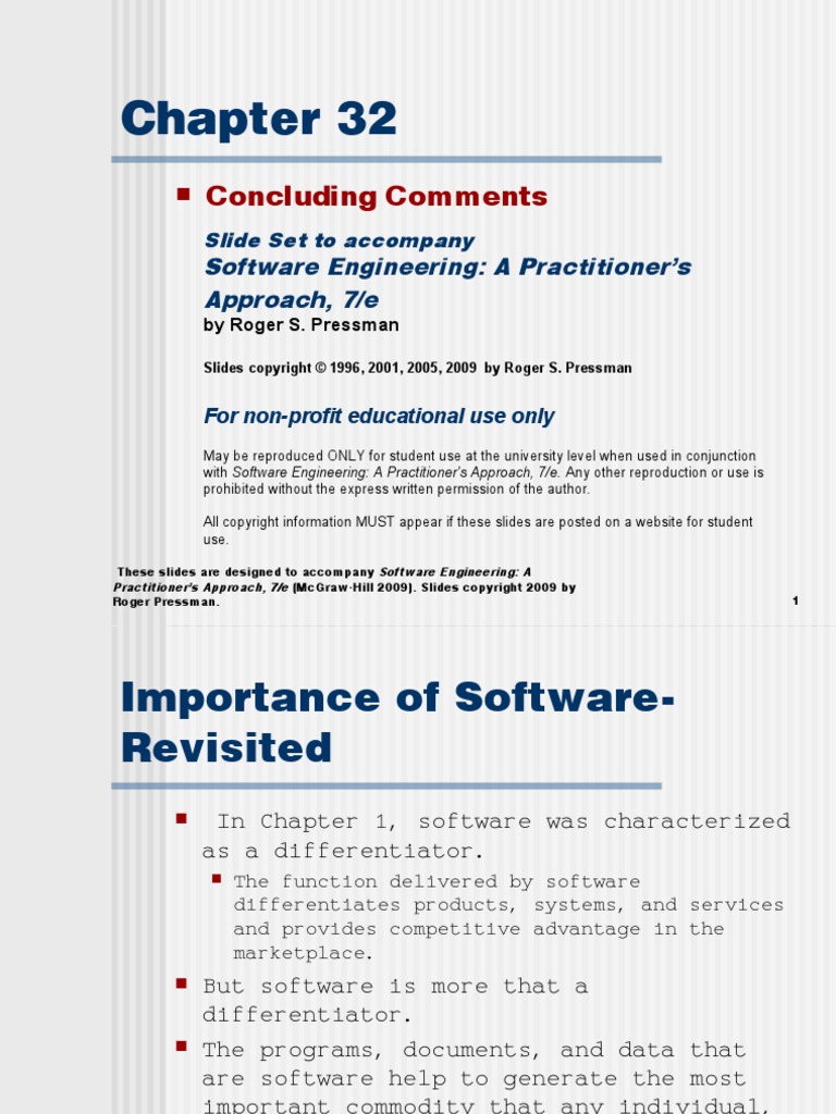 Pressman - Pressman - Chapter 32 - Concluding Comments - Chapter - 32 | PDF | Software ...