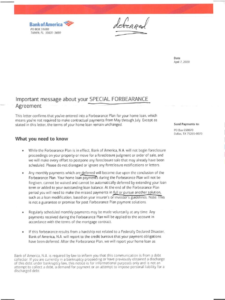 BOFA Forbearance Letter - REDACTED | PDF