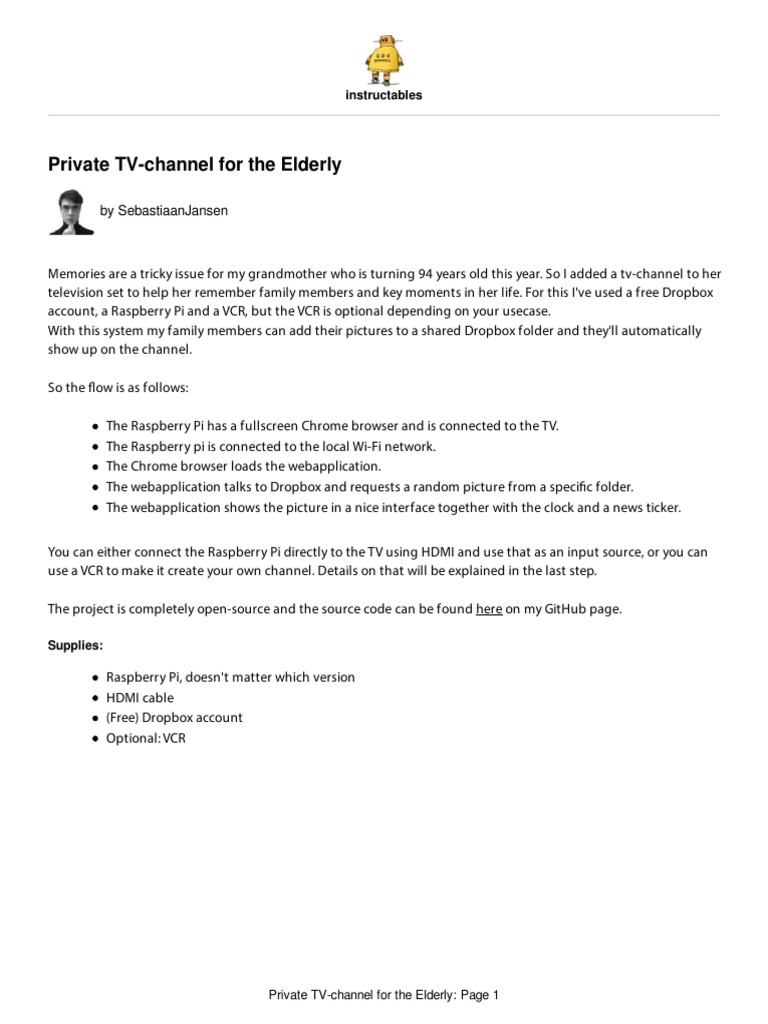 Private TV-channel For The Elderly: Instructables | PDF | Media ...
