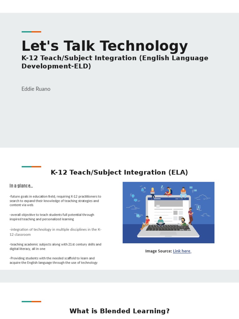 Lets Talk Technology k-12 Tech Subject Integration Eld Etec 5203 | PDF ...