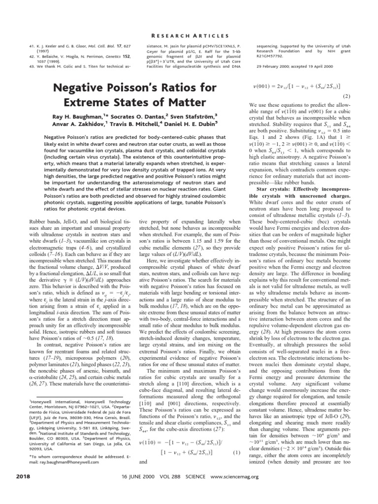 Negative Poissons Ratio | PDF | Stars | Deformation (Mechanics)