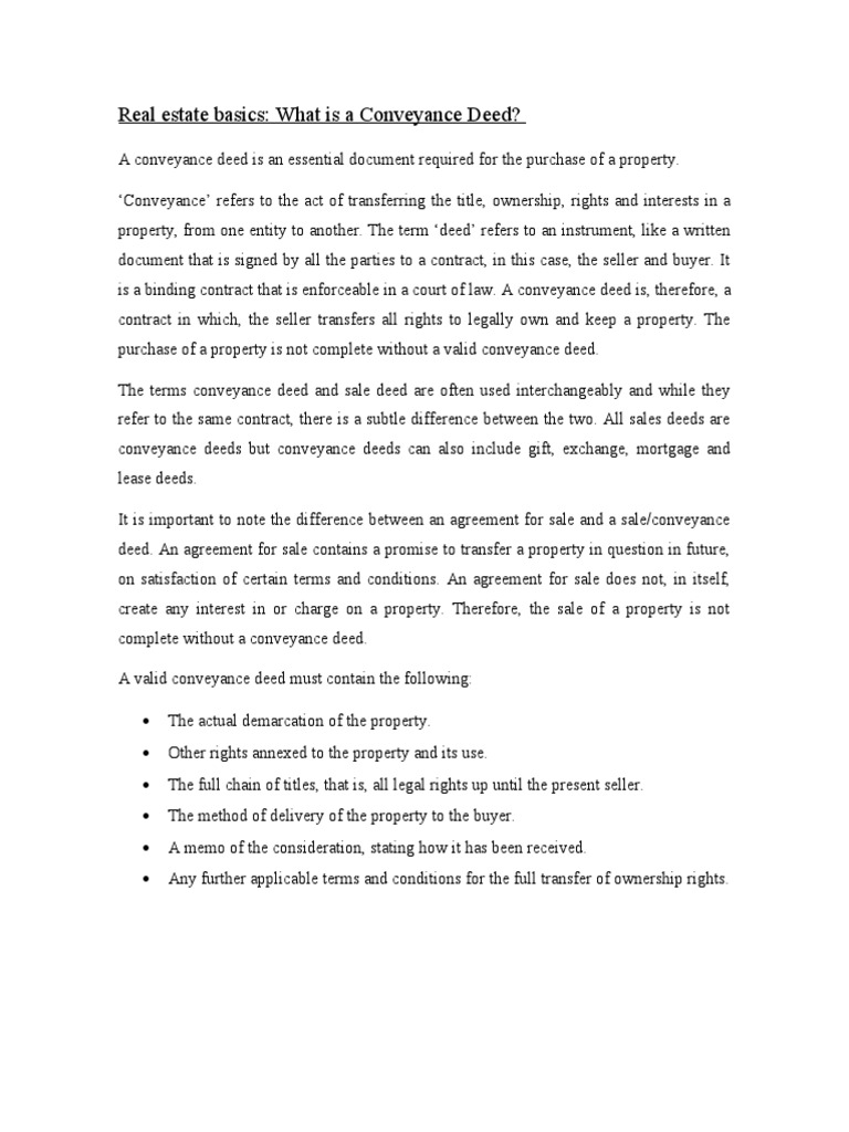 Conveyance | PDF | Fee Simple | Conveyancing