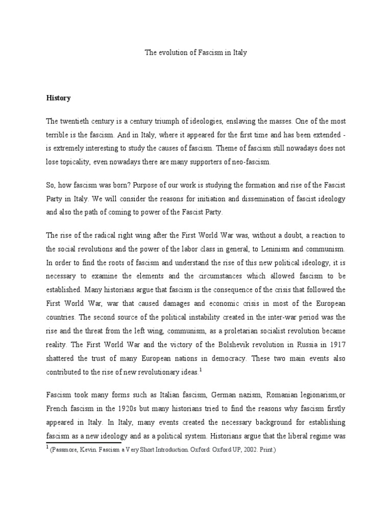 Fascism in Italy | PDF | Fascism | Benito Mussolini