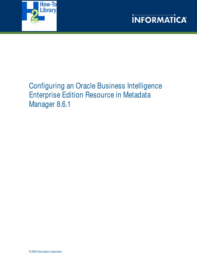 Configuring An Oracle Business Intelligence Enterprise Edition Resource ...