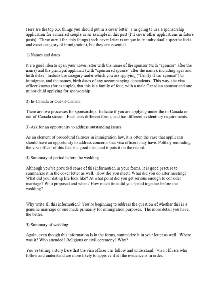 Spouse Sponsorship-Cover Letters PDF | PDF | Travel Visa | Marriage