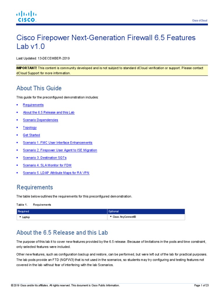 Firepower 65 Features Lab v1 | PDF | I Cloud | Command Line Interface