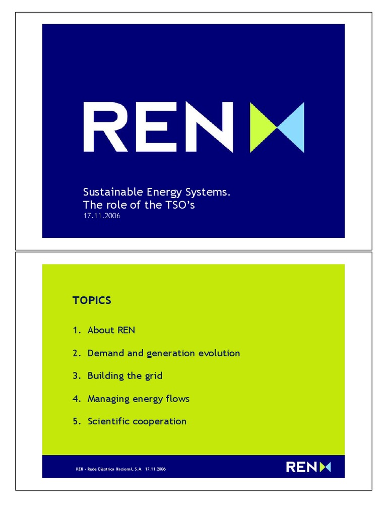 Sustainable Energy Systems. The Role of The TSO's: Topics | PDF ...
