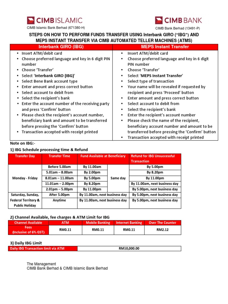 CIMB IBG Transfer Process and Timing | PDF | Debit Card | Personal ...