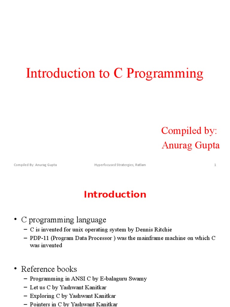 1 Introduction To C Programming Pdf C Programming Language 9522