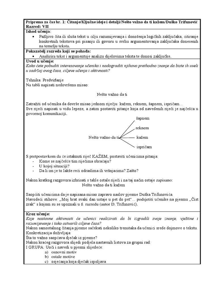 VII Razred Pripreme | PDF