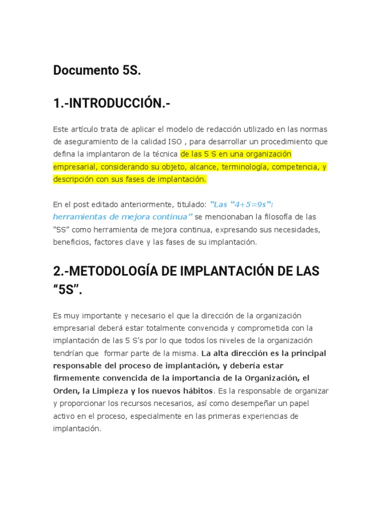 Guía para la Implantación de las 5S | PDF | Grupo de trabajo ...