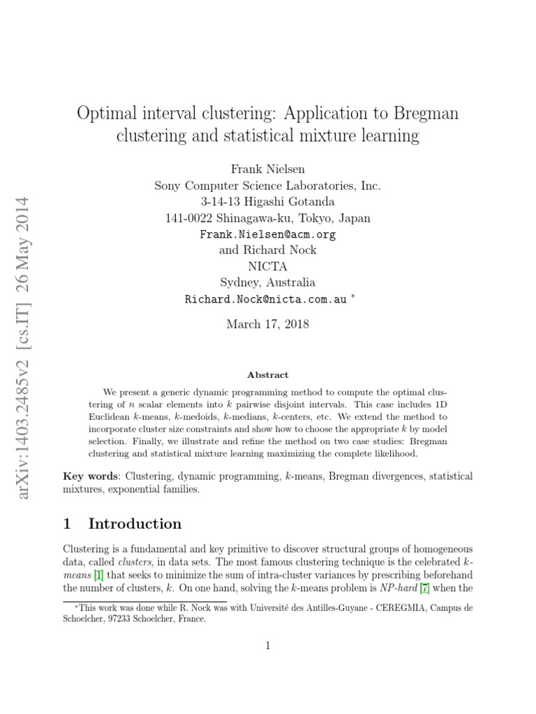 Optimal Interval Clustering Application To Bregman Clustering And Statistical Mixture Learning