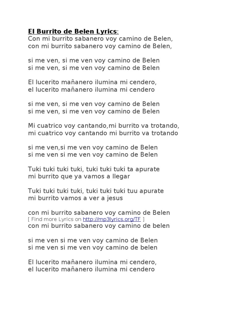 El Burrito de Belen Lyrics | PDF