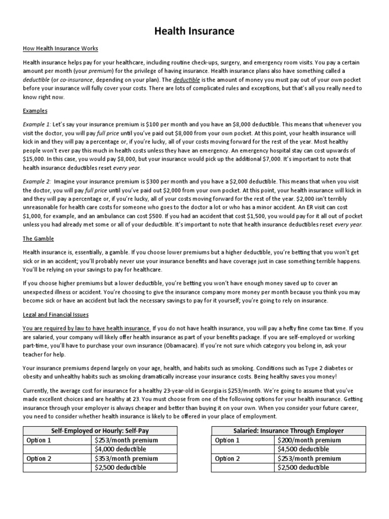 Health Insurance | Download Free PDF | Deductible | Insurance