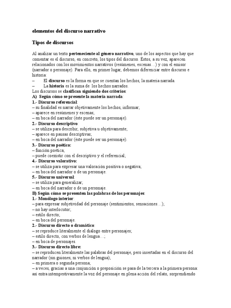 Elementos Del Discurso Narrativo | PDF | Narrativa | Narración