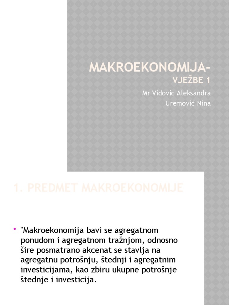 Makroekonomija Vezbe | PDF