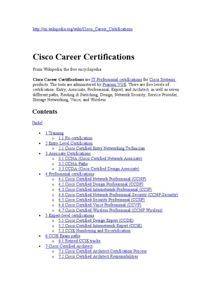 Cisco Career Certifications | PDF | Cisco Certifications | Computer ...