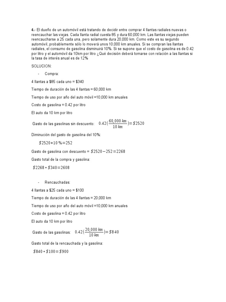Decisión de Llantas: Nuevas vs. Reencauchadas | PDF | Economias | Business