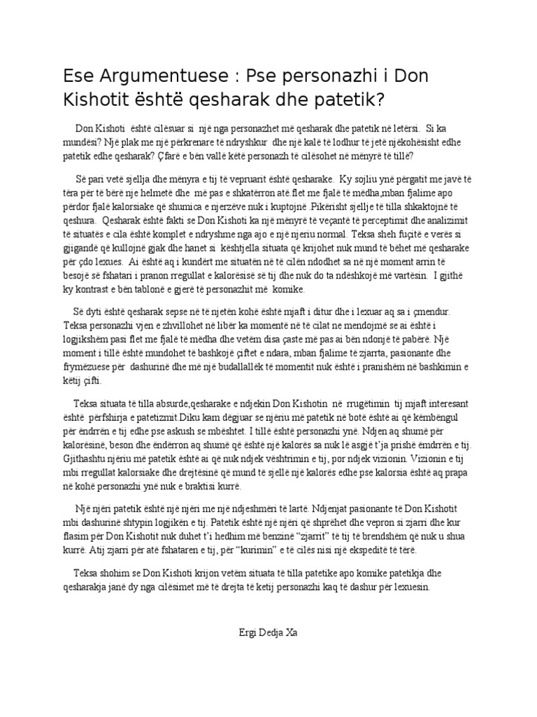 Ese Argumentuese Don Kishoti | PDF