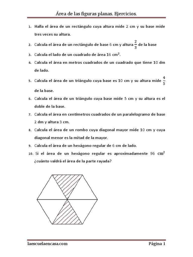 Áreas de Figuras Planas. Ejercicios PDF | PDF | Triángulo | Rectángulo
