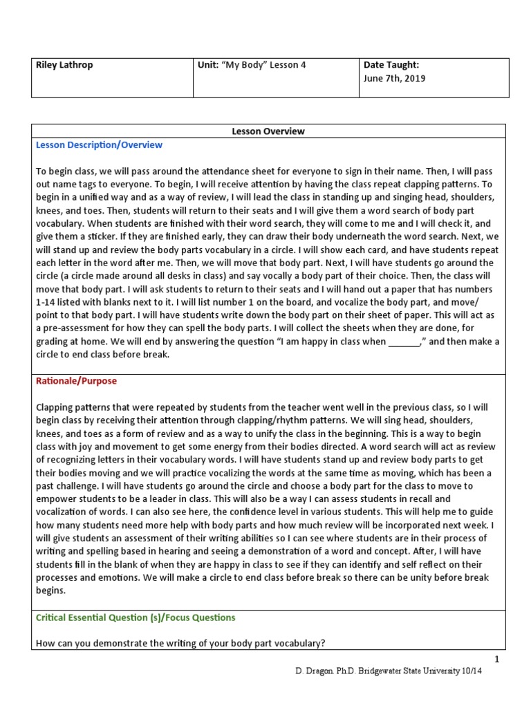 Unit 1 Lesson 4 | PDF | Lesson Plan | Vocabulary