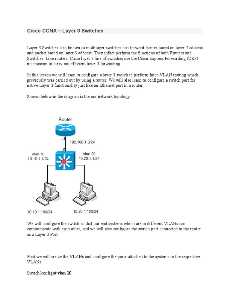 Cisco CCNA - Layer 3 Switches | PDF | Network Switch | Router (Computing)