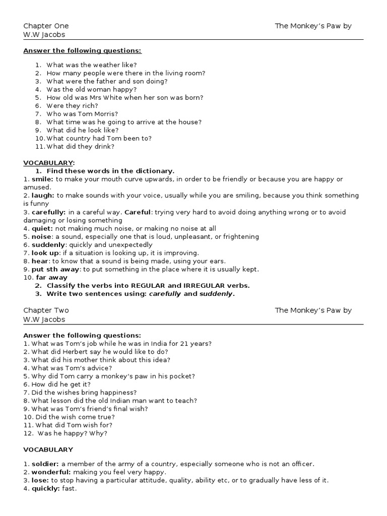 "The Monkey's Paw Study Guide" | PDF | Language Arts & Discipline