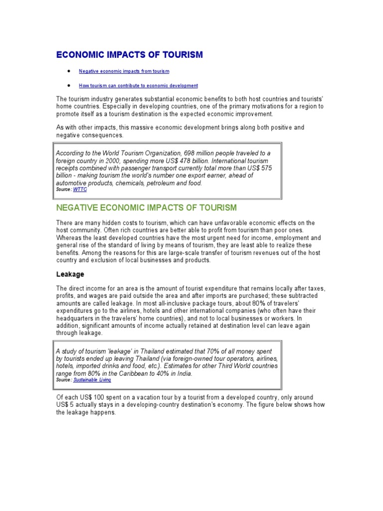 Economic Impacts of Tourism | PDF | Tourism | Cruise Ship