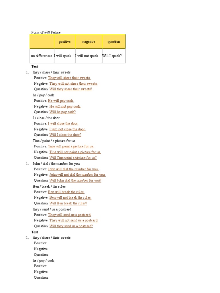 Form of Will Future | PDF | Grammar | Syntax