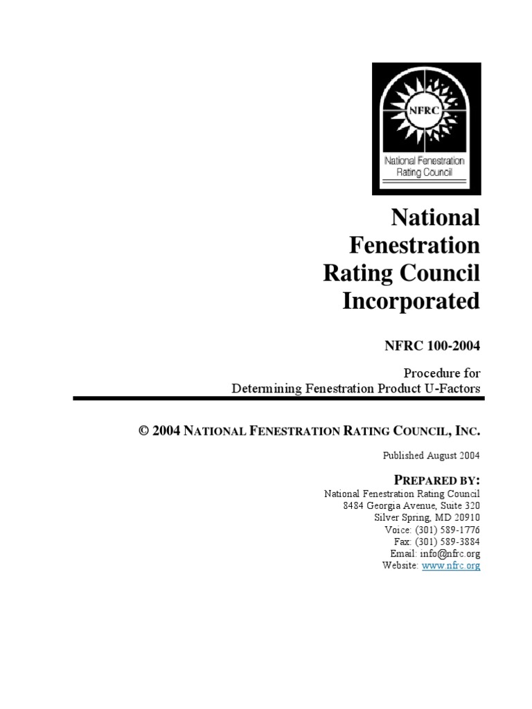 National Fenestration Rating Council Incorporated: NFRC 100-2004 ...