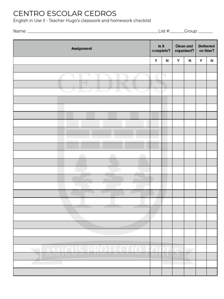 Classwork Checklist PDF | PDF
