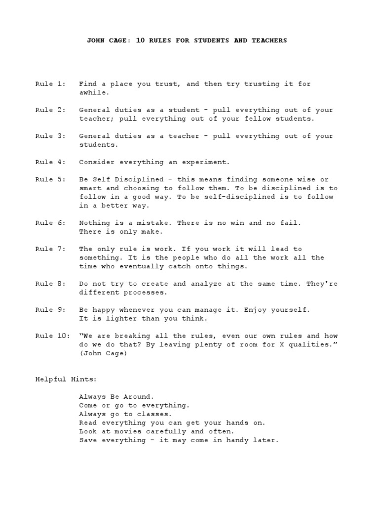 John Cage Rules PDF | PDF