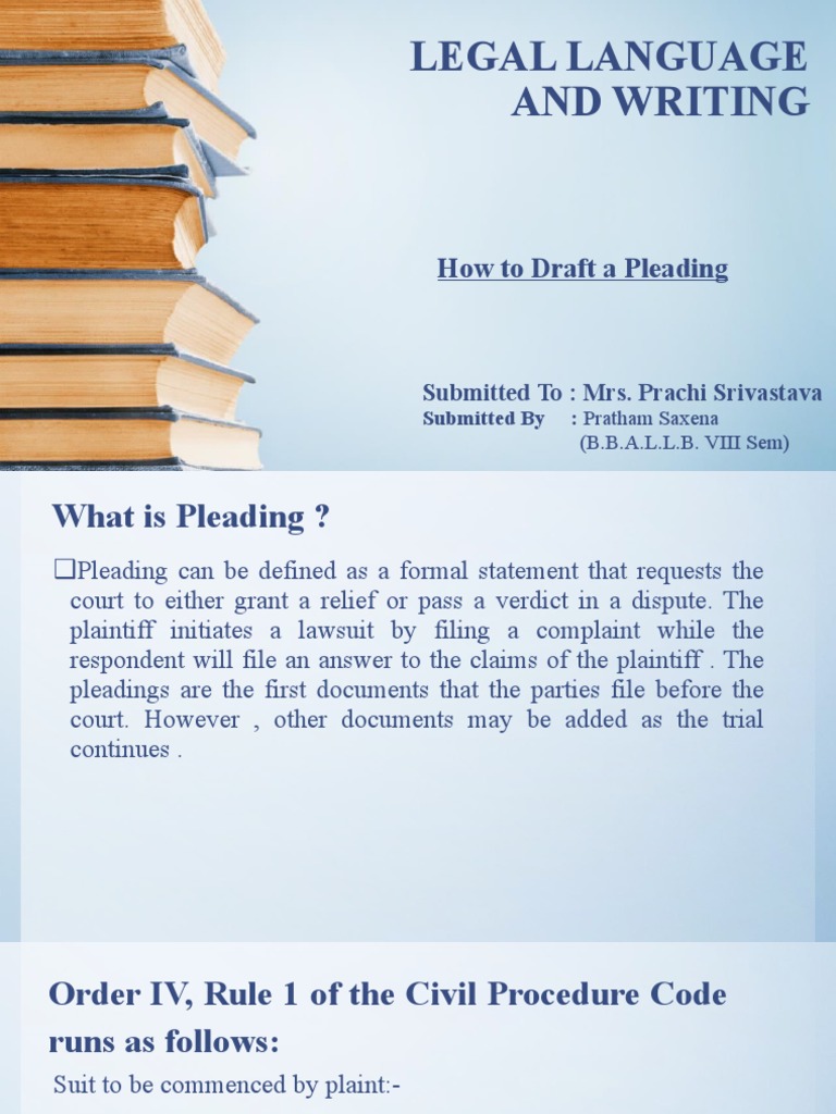 Legal Language and Writing: How To Draft A Pleading | PDF | Pleading ...