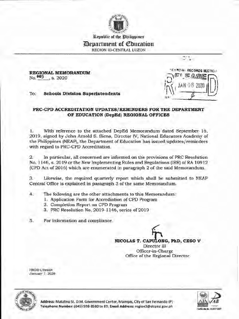 RM 005 S. 2020 PRC CPD Accreditation Updates Reminders For The ...